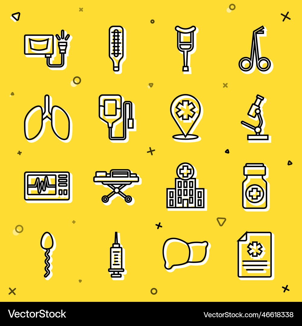 Set line clinical record medicine bottle Vector Image