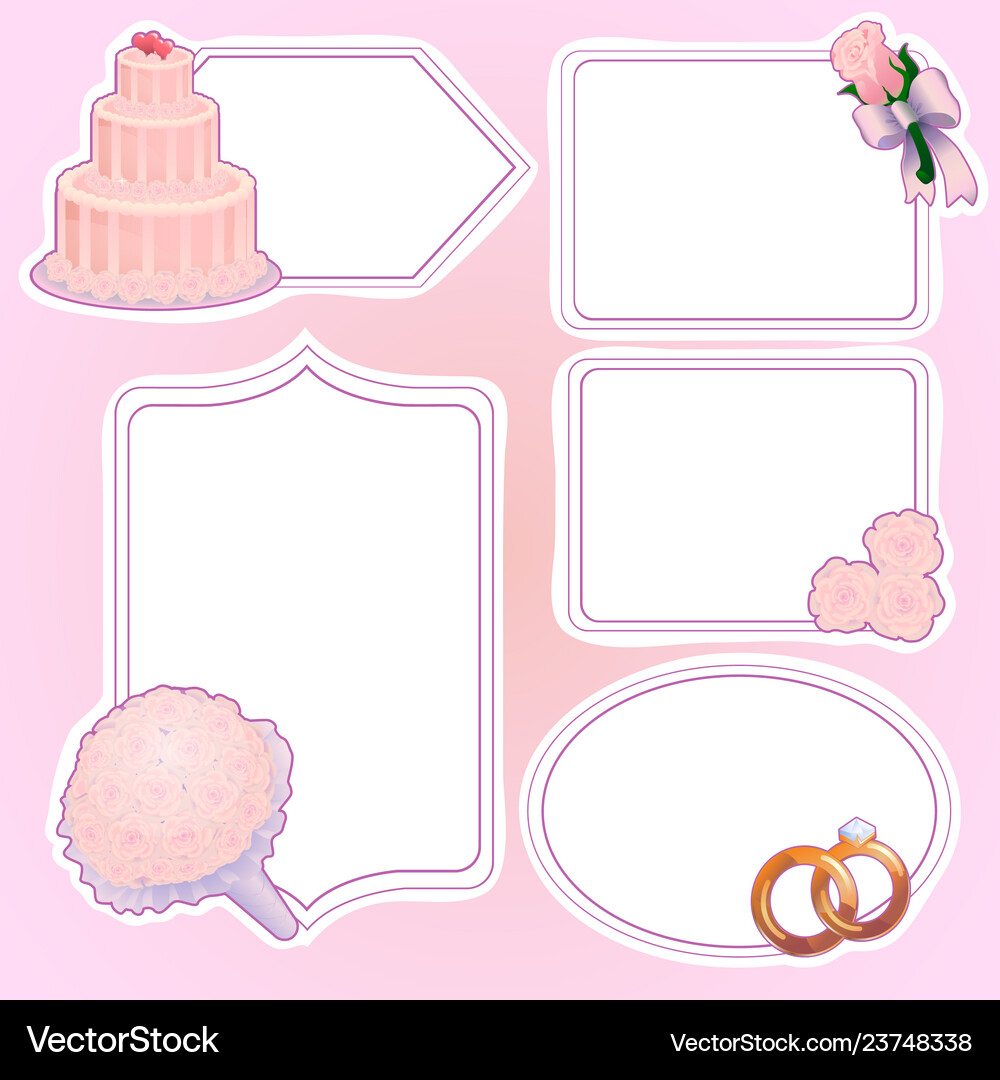 Set of wedding stickers Royalty Free Vector Image