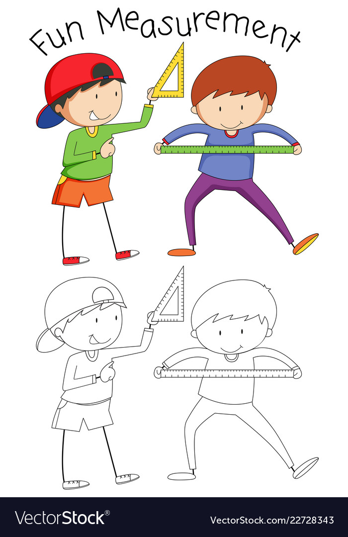 Doodle boy with math tools Royalty Free Vector Image