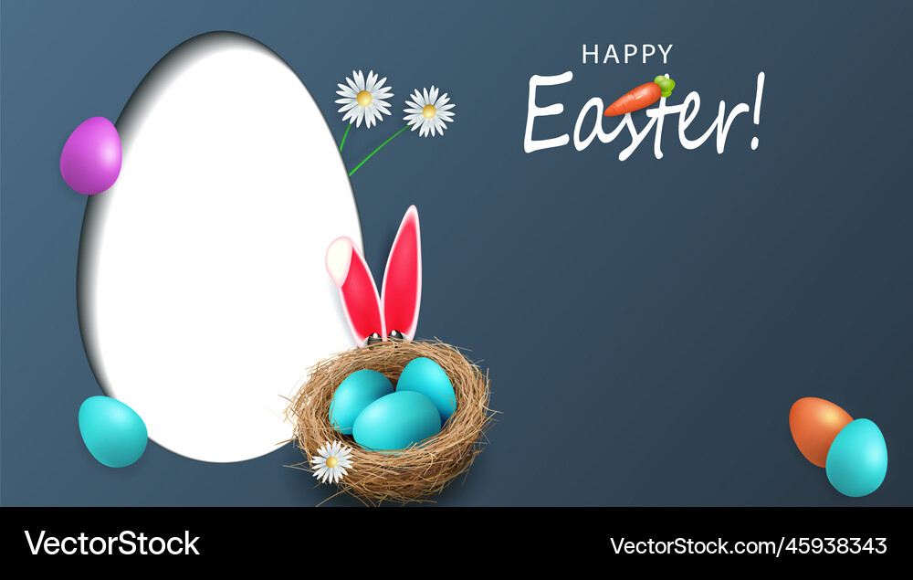 Easter billboard eggs in a nest flowers Royalty Free Vector