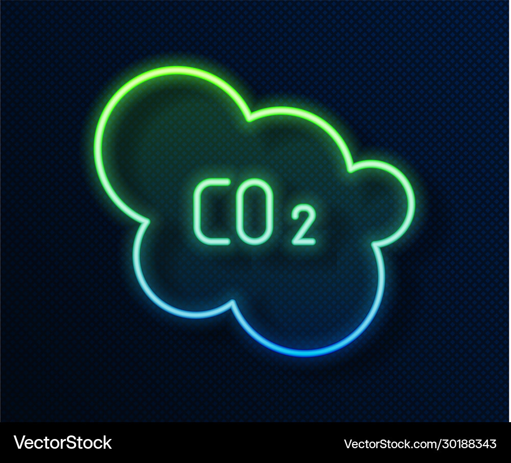 Glowing neon line co2 emissions in cloud icon Vector Image