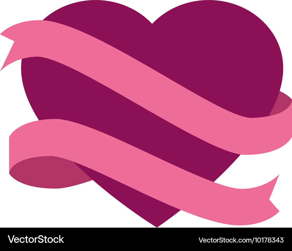 Heart ribbon love icon Royalty Free Vector Image