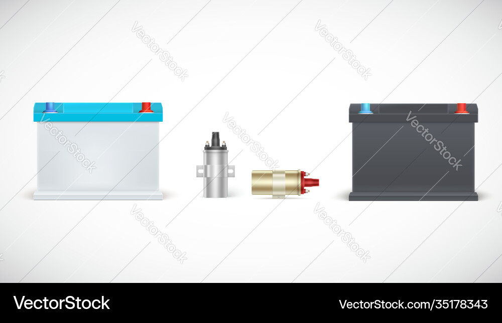 Icons car battery and ignition coil isolated Vector Image