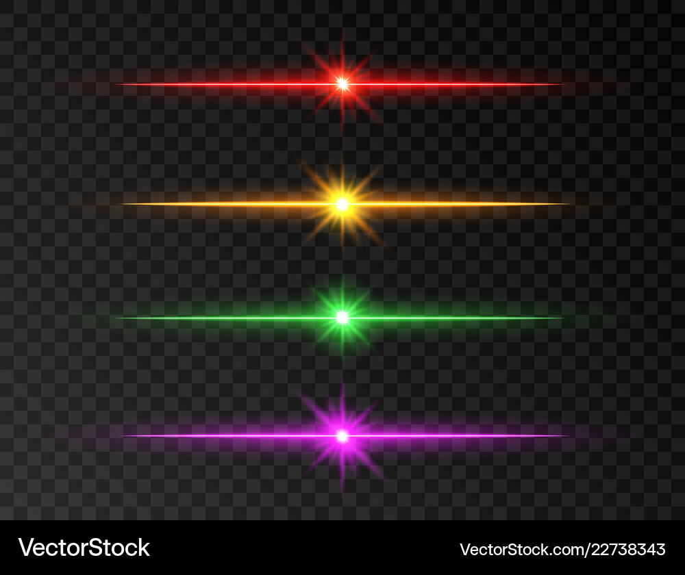Neon line set color shine beams glowing Royalty Free Vector