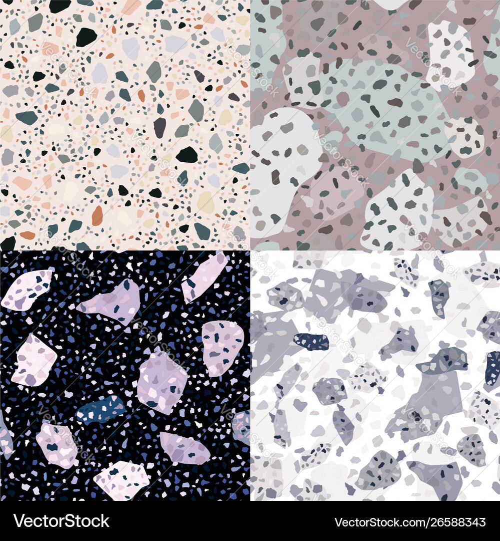 Set natural stone granite quartz shapes Royalty Free Vector