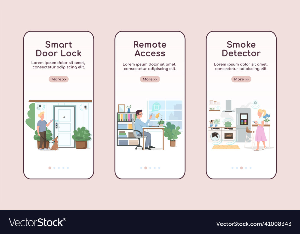 Smart Home Security Onboarding Mobile App Screen Vector Image
