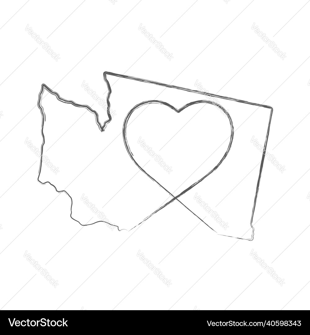 Washington us state hand drawn pencil sketch Vector Image