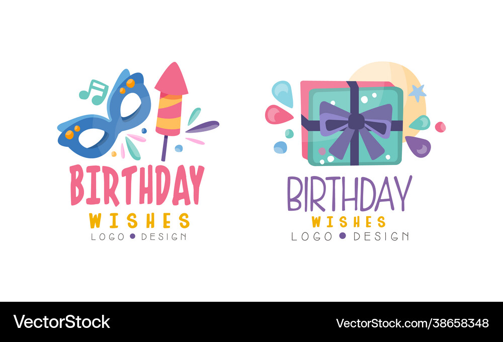 Birthday wishes logo templates set Royalty Free Vector Image