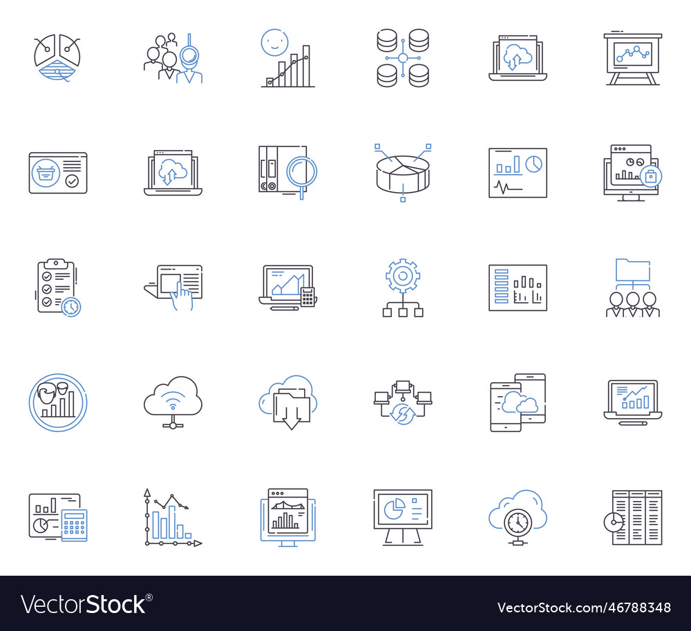 Collaboration and teamwork line icons collection Vector Image