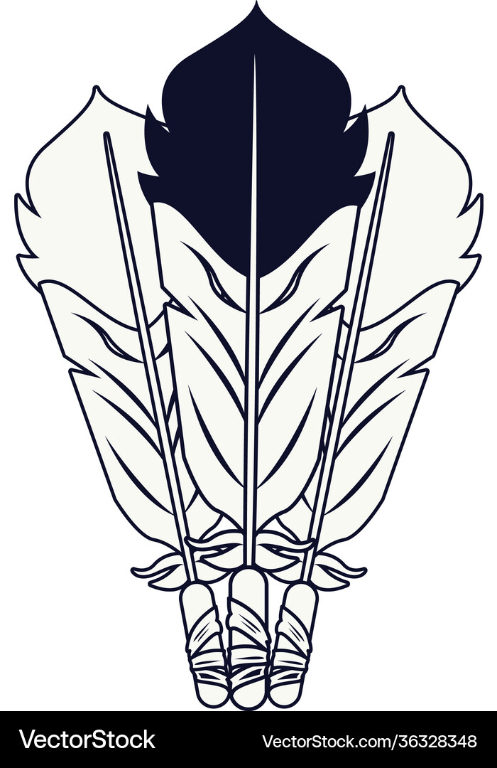 Feathers native head decoration tribal style icon Vector Image