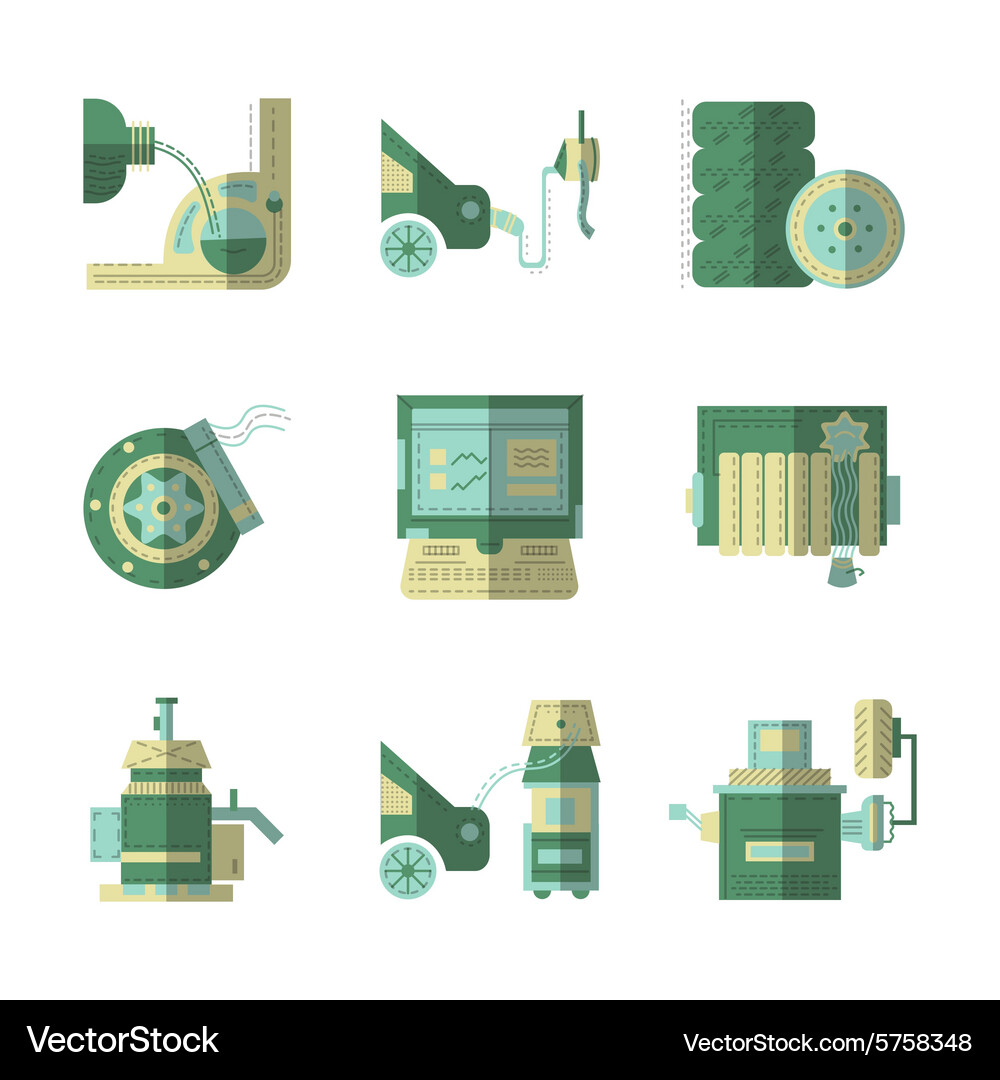 Flat color icons for car service Royalty Free Vector Image