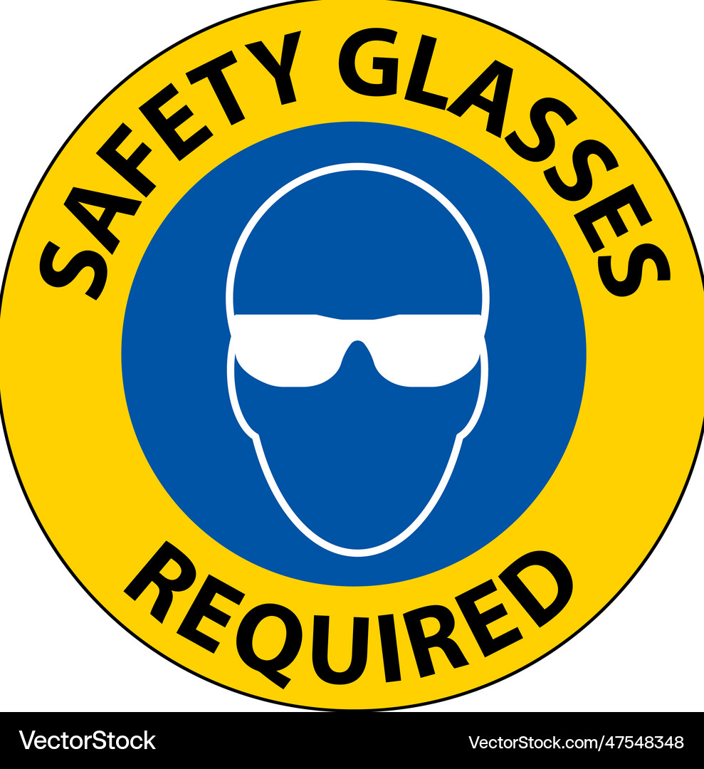 Floor sign safety glasses required Royalty Free Vector Image