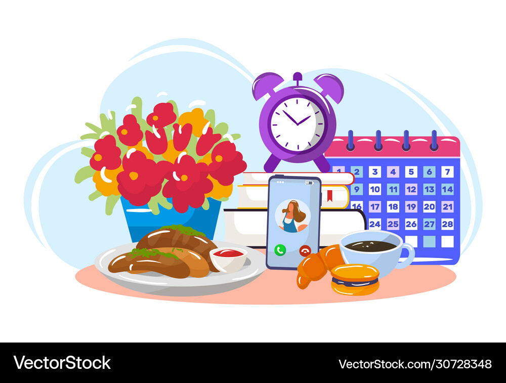 Good morning breakfast with online conversation Vector Image