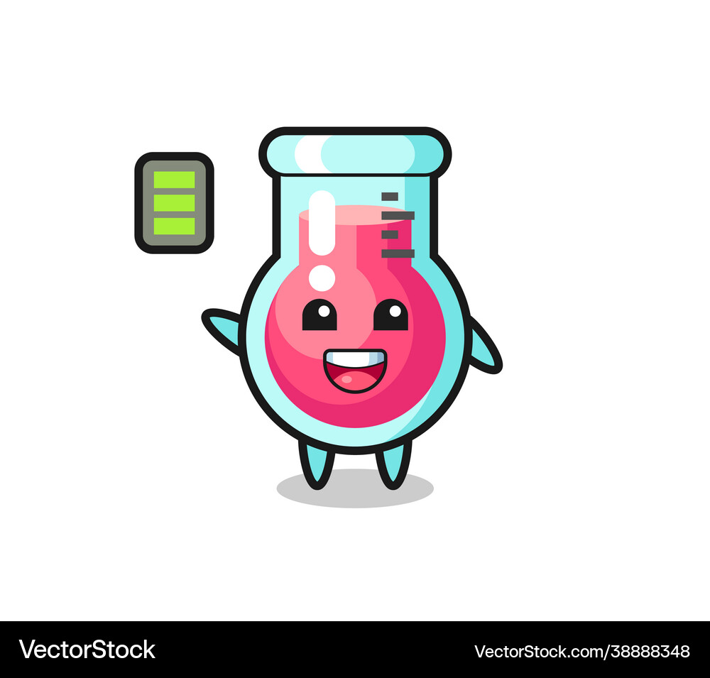 Laboratory beaker mascot character with energetic Vector Image