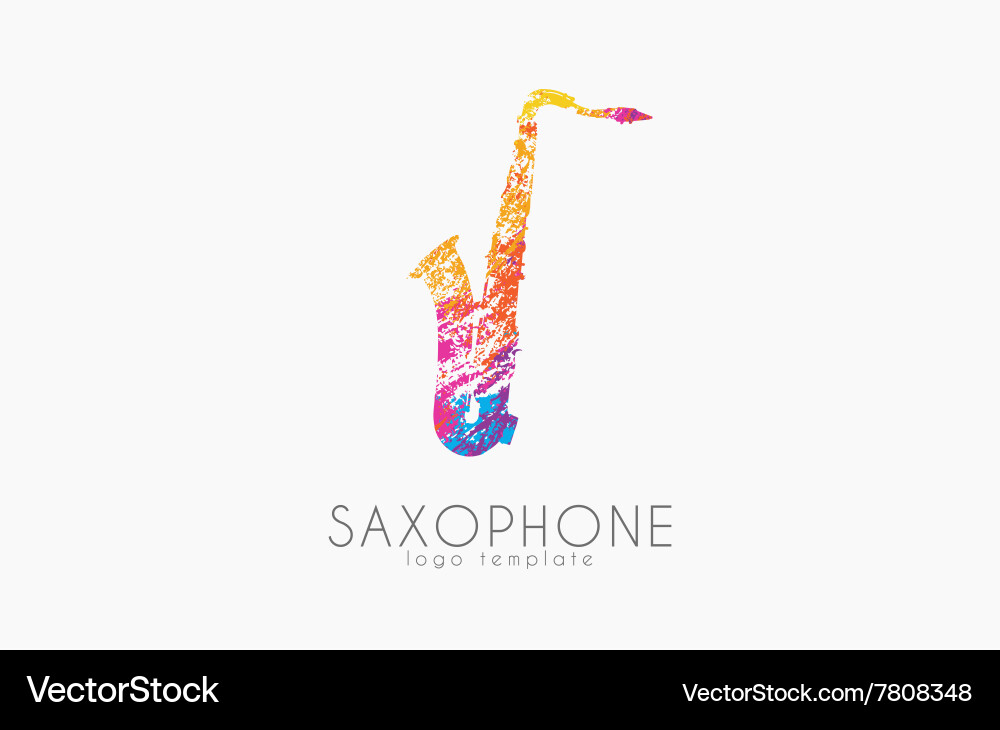 Saxophone logo design Music logo Creative logo Vector Image