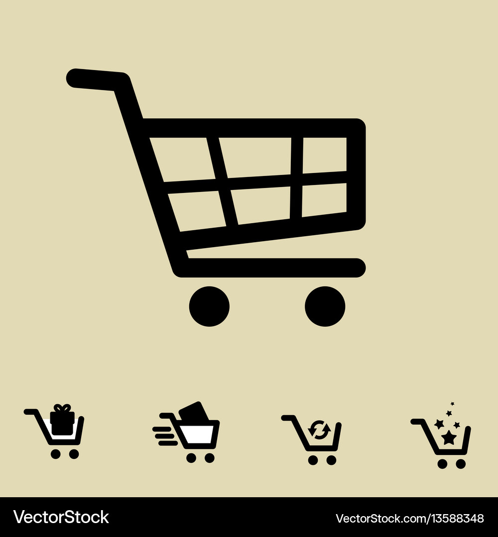 Shopping cart icon set isolated Royalty Free Vector Image