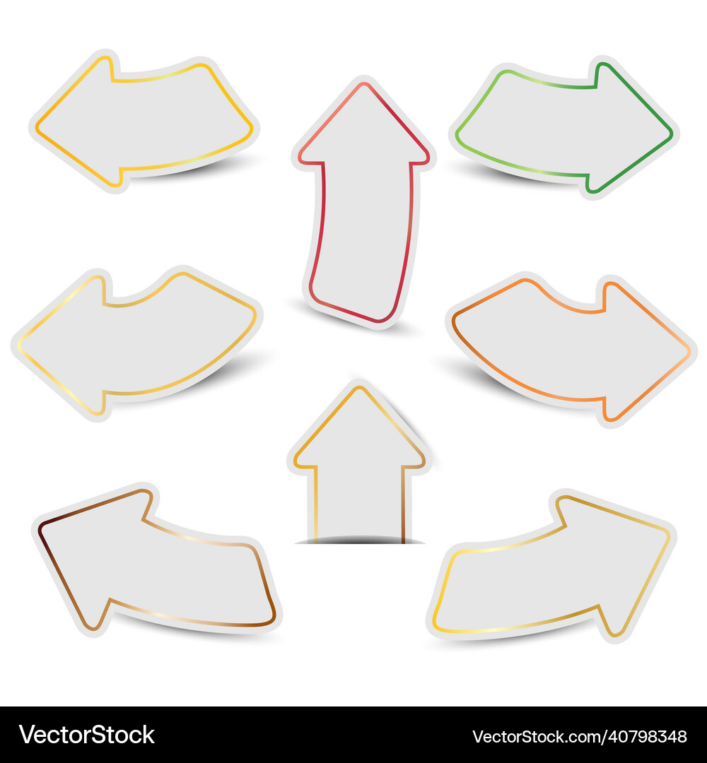 Sparkling edge arrow sticker paper on white backgr