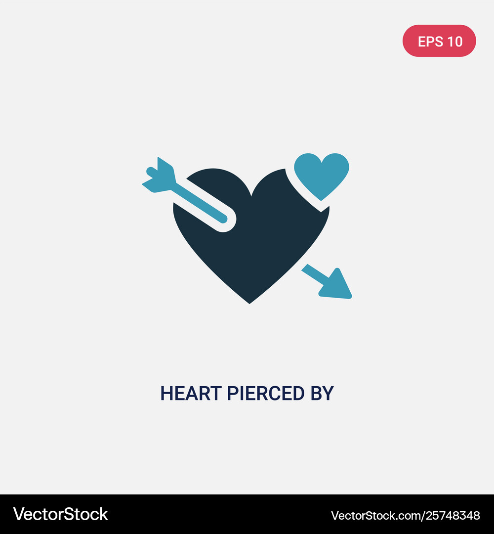 Two color heart pierced an arrow icon from Vector Image