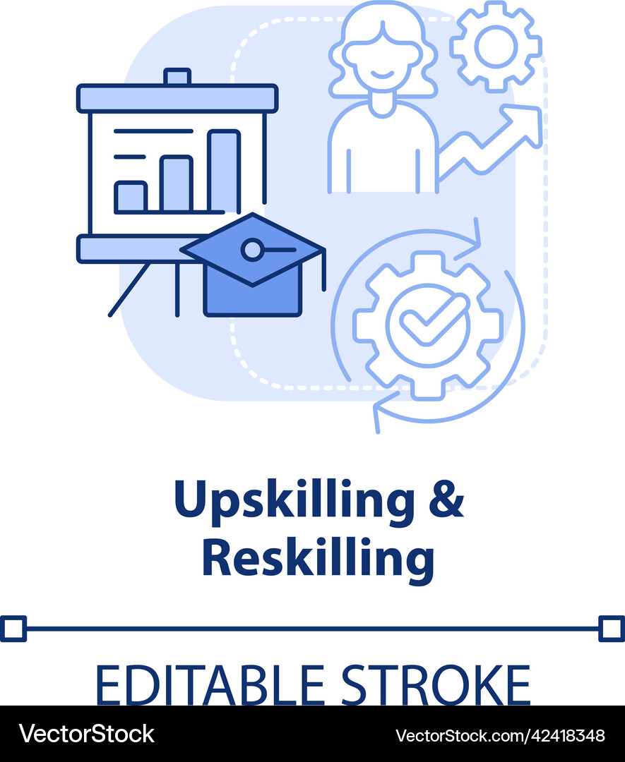 Upskilling and reskilling light blue concept icon Vector Image