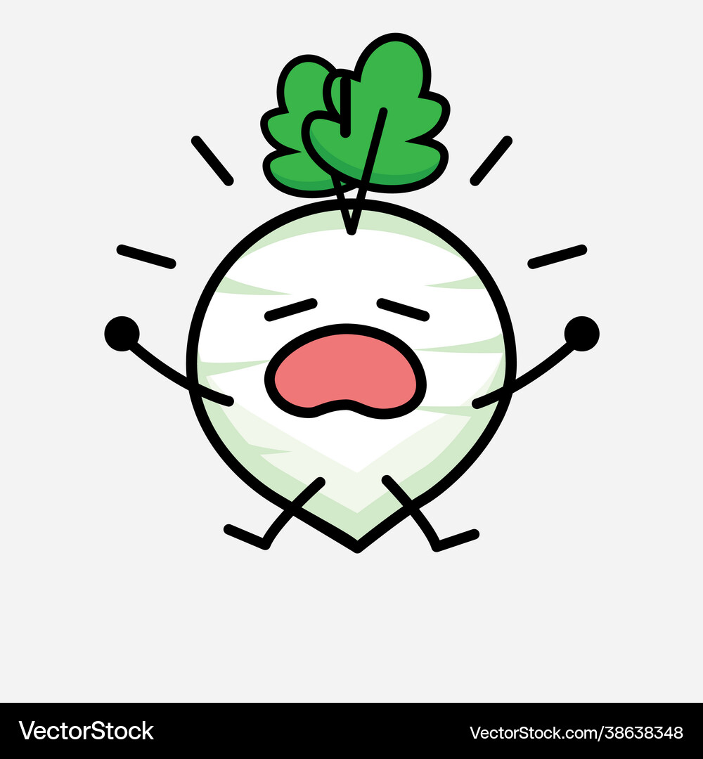 White radish character with cute face and simple Vector Image