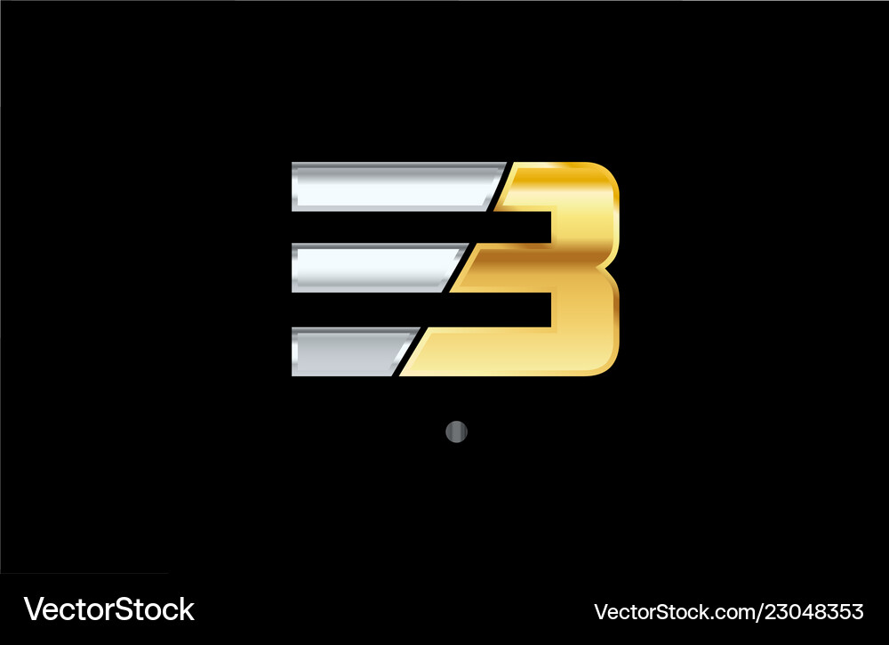 3 number silver gold logo icon design Royalty Free Vector