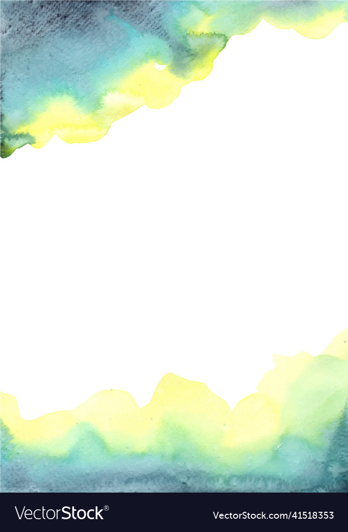 Abstract yellow and blue frame watercolor Vector Image