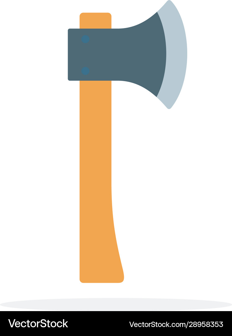 Ax for construction with wooden handgrip flat Vector Image