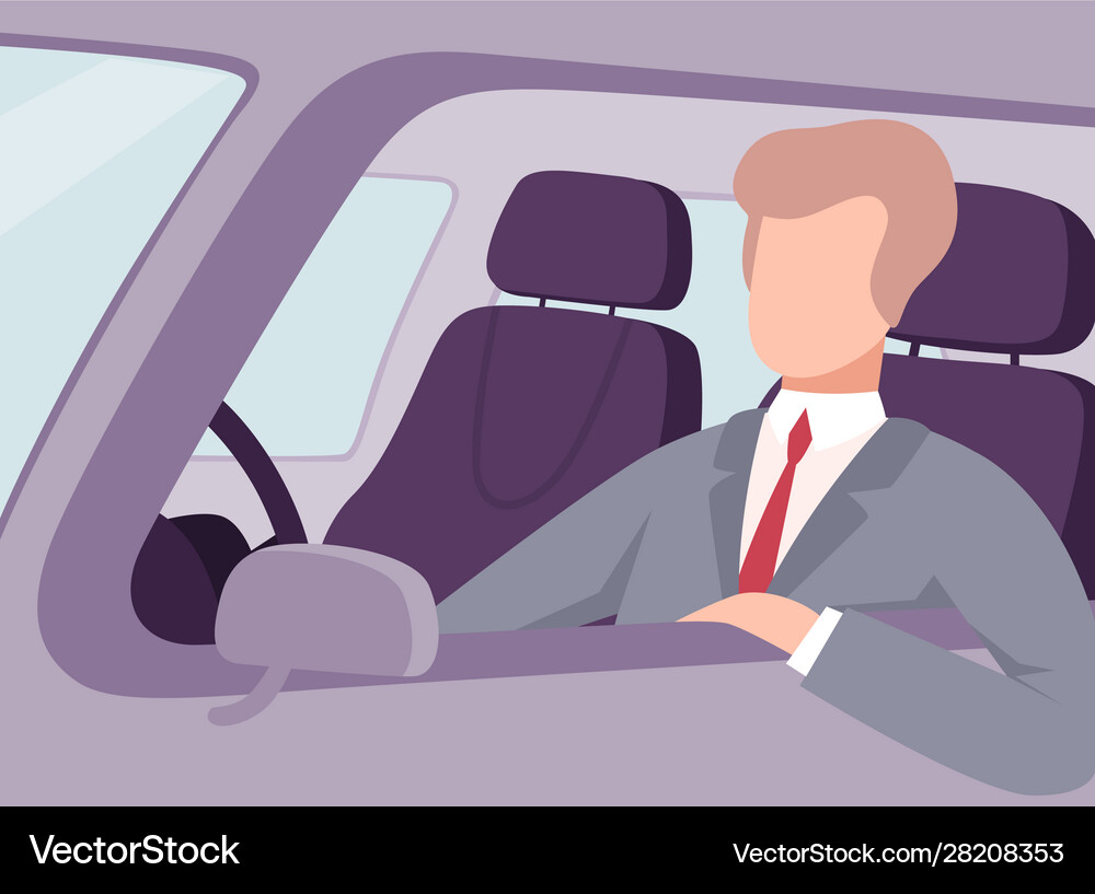 Businessman driving a car view from inside Vector Image