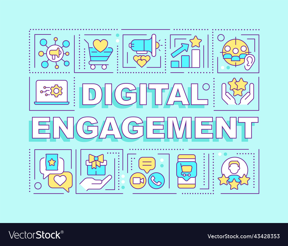 Digital engagement word concepts turquoise banner Vector Image