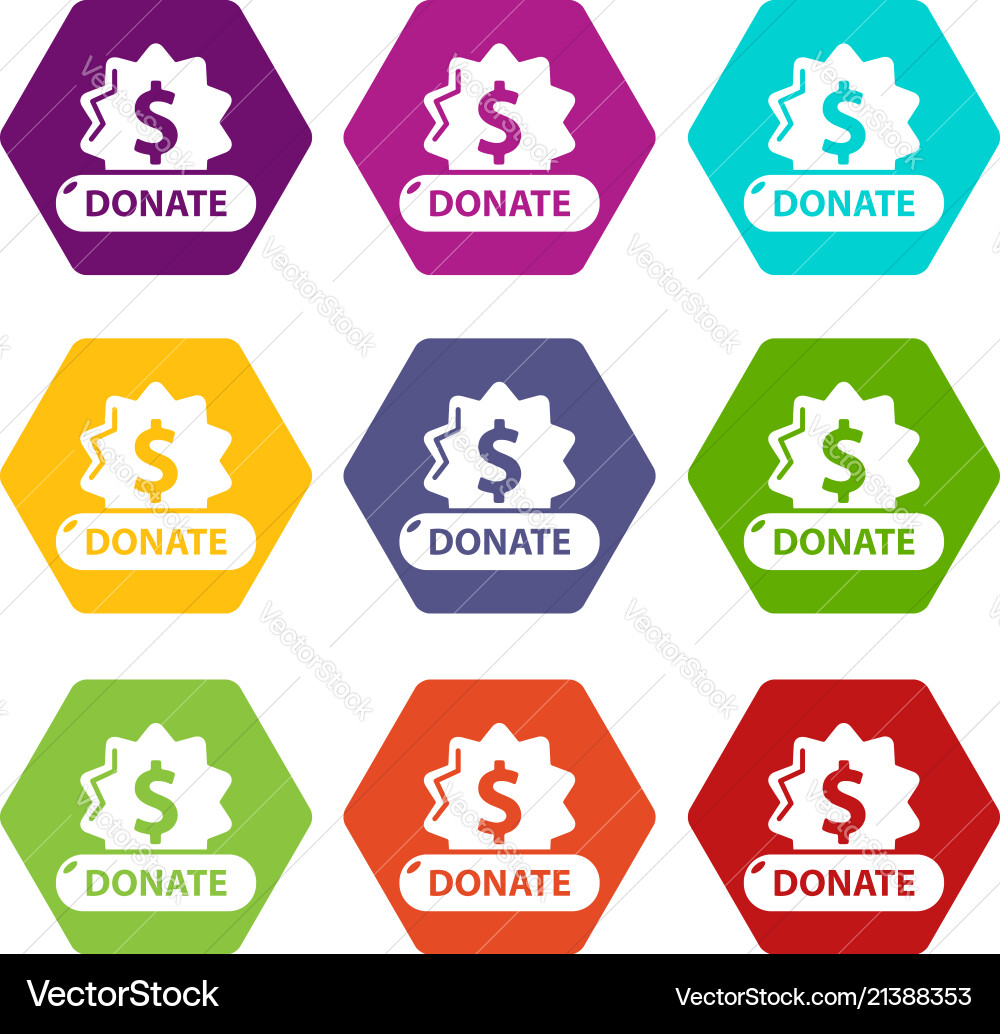 Donate badge icons set 9 Royalty Free Vector Image