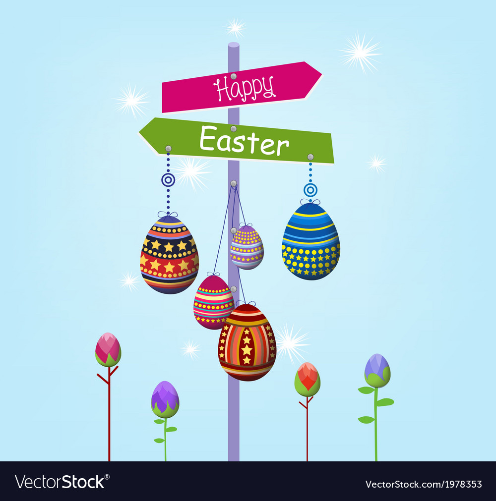 Easter eggs and happy Royalty Free Vector Image