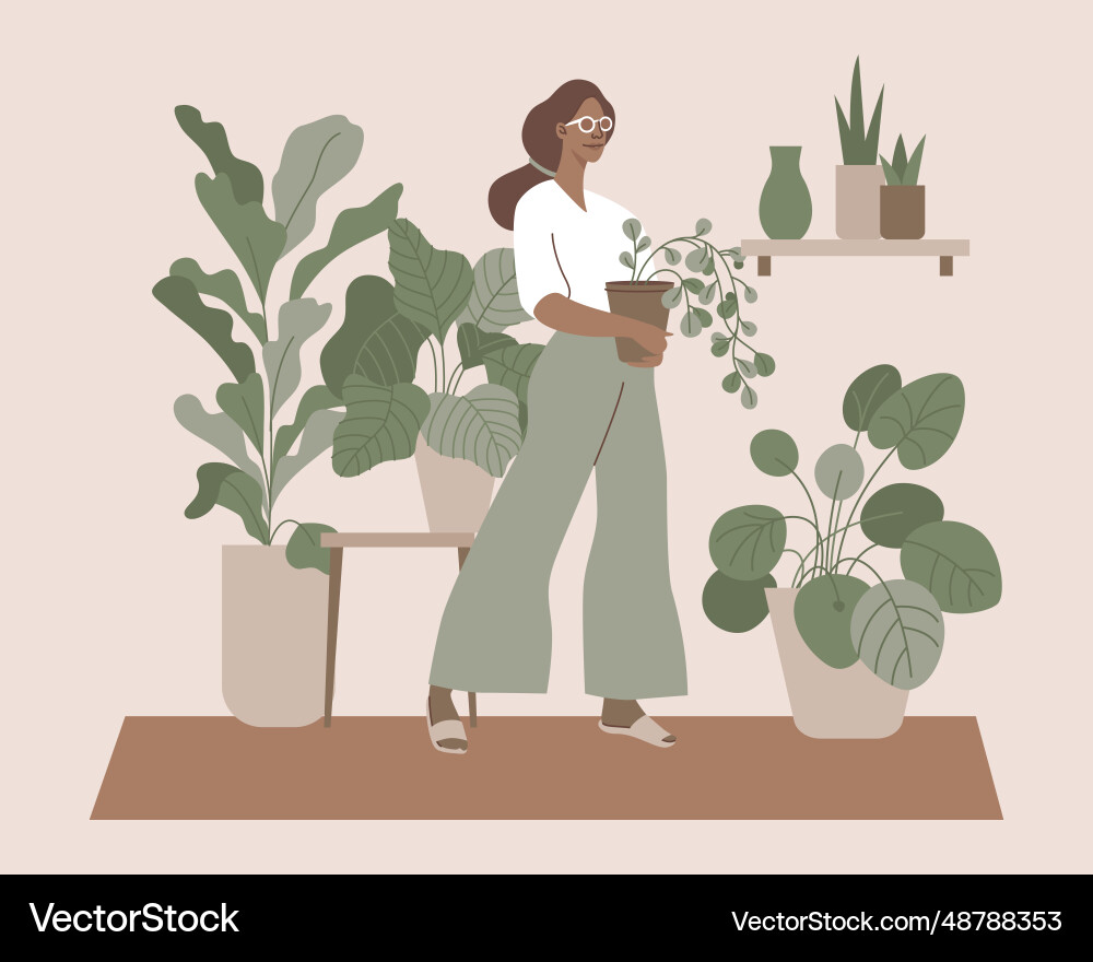 In flat simple style with female character Vector Image