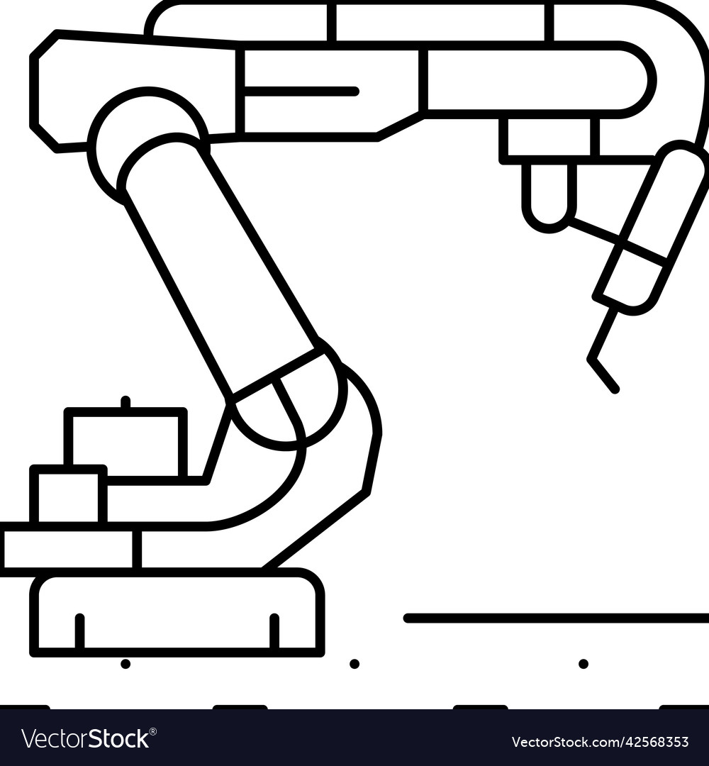 Industrial robot arm line icon Royalty Free Vector Image
