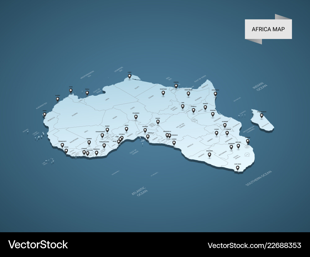 Isometric 3d africa map concept Royalty Free Vector Image