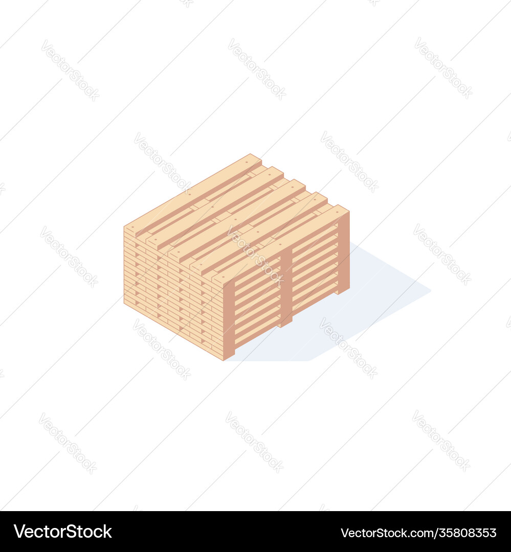 Isometric warehouse wooden pallet for boxes Vector Image