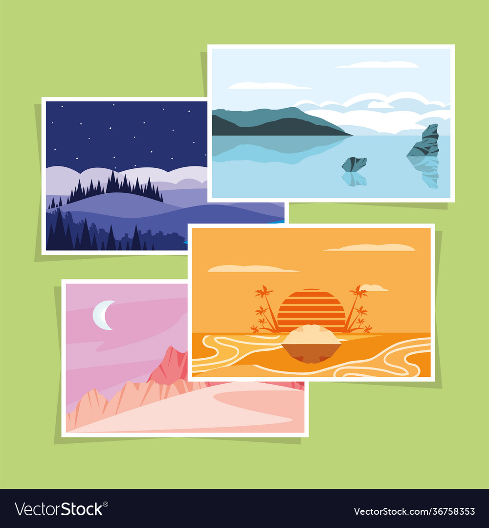Landscapes picture collection Royalty Free Vector Image
