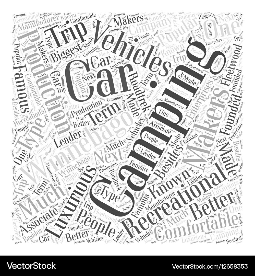 Makers camping cars word cloud concept Royalty Free Vector
