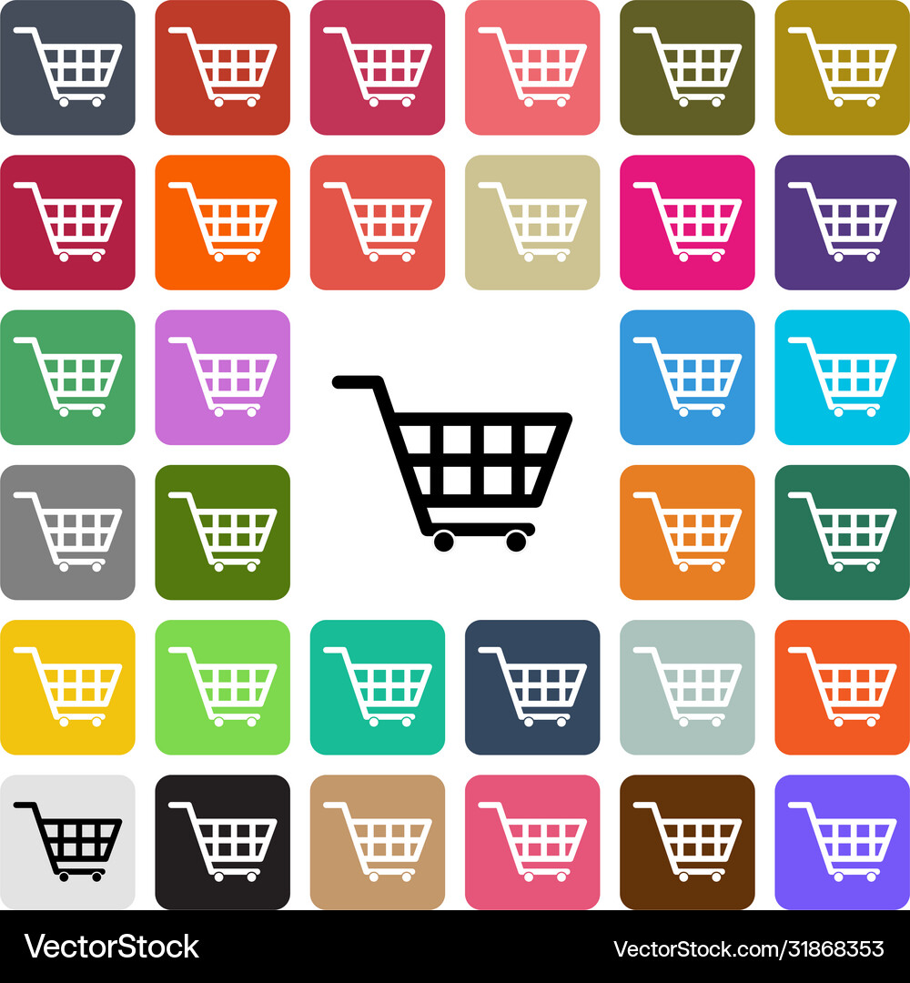 Modern shopping cart flat design icon set Vector Image