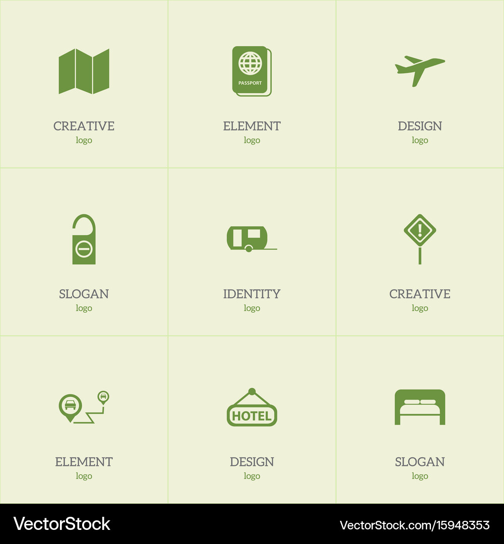 Set 9 editable travel icons includes symbols Vector Image