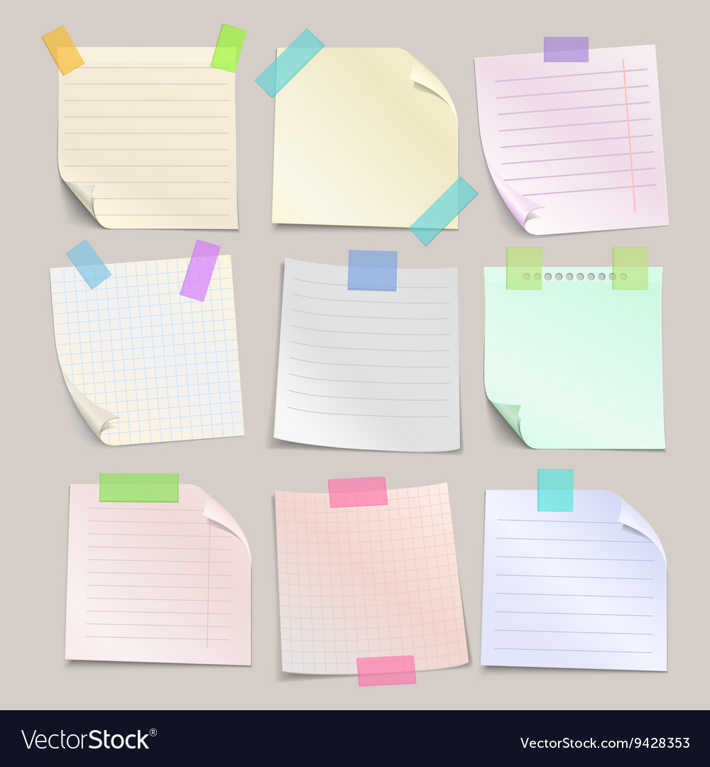 Stick note papers set Royalty Free Vector Image