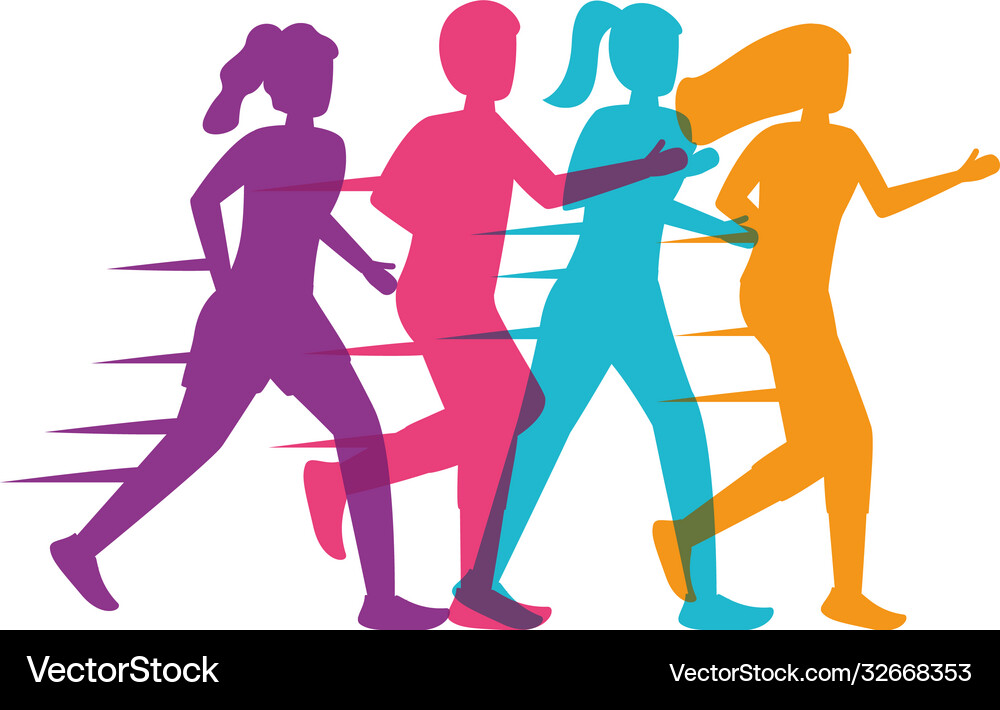 Young people silhouettes running avatars Vector Image