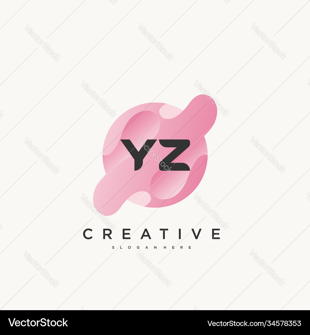 Yz initial letter colorful logo icon design Vector Image