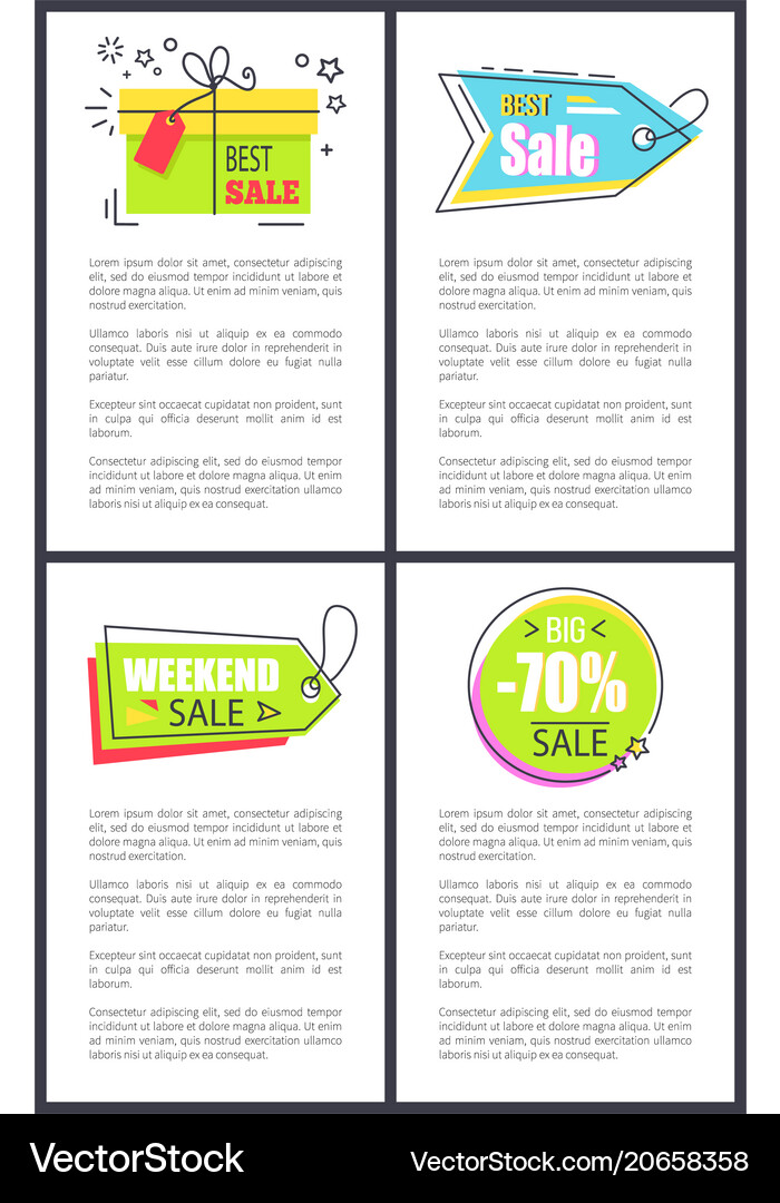 Best weekend sale posters set Royalty Free Vector Image