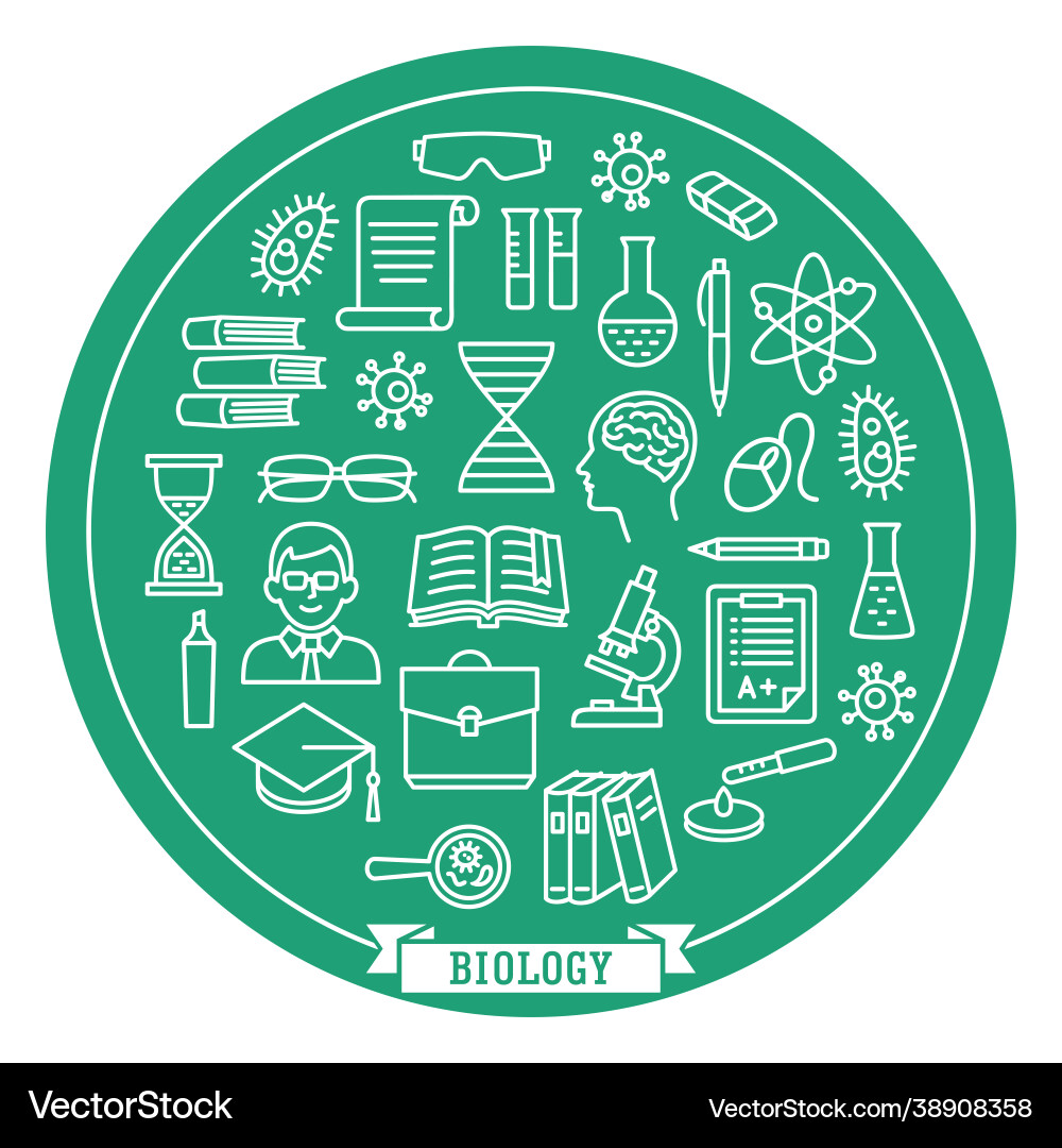 Biology school circle icon sticker Royalty Free Vector Image