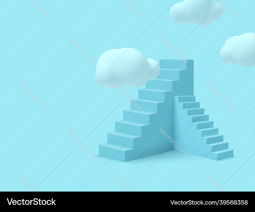 Blue stairs with clouds Royalty Free Vector Image
