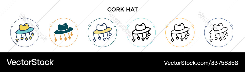 Cork hat icon in filled thin line outline Vector Image