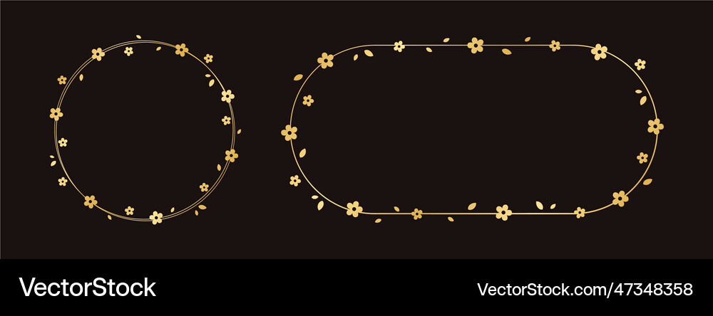 Gold floral frame set botanical circle border Vector Image