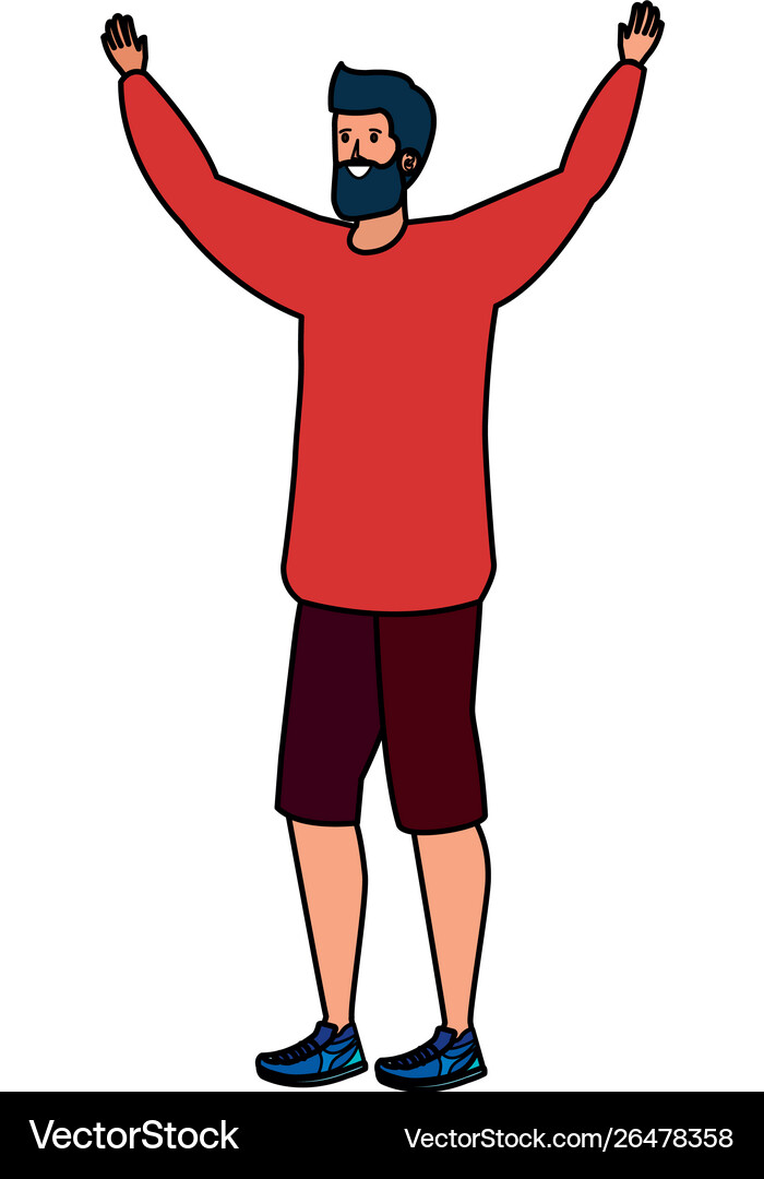 Happy young man with beard celebrating character Vector Image
