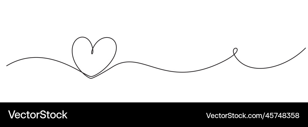 Heart line scribble drawing ribbon doodle sketch Vector Image