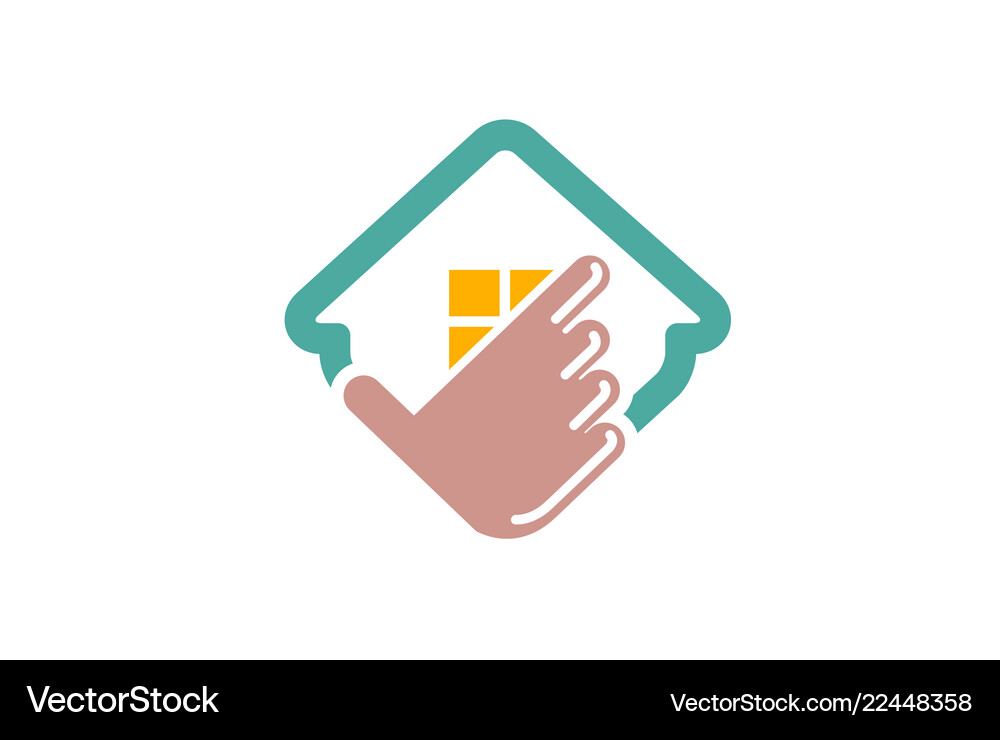 Insurance house hand click logo Royalty Free Vector Image